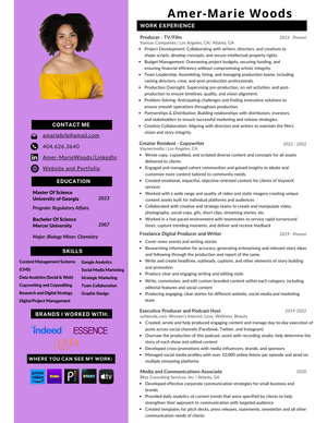 CREATIVE RESUME — Amer-Marie Woods