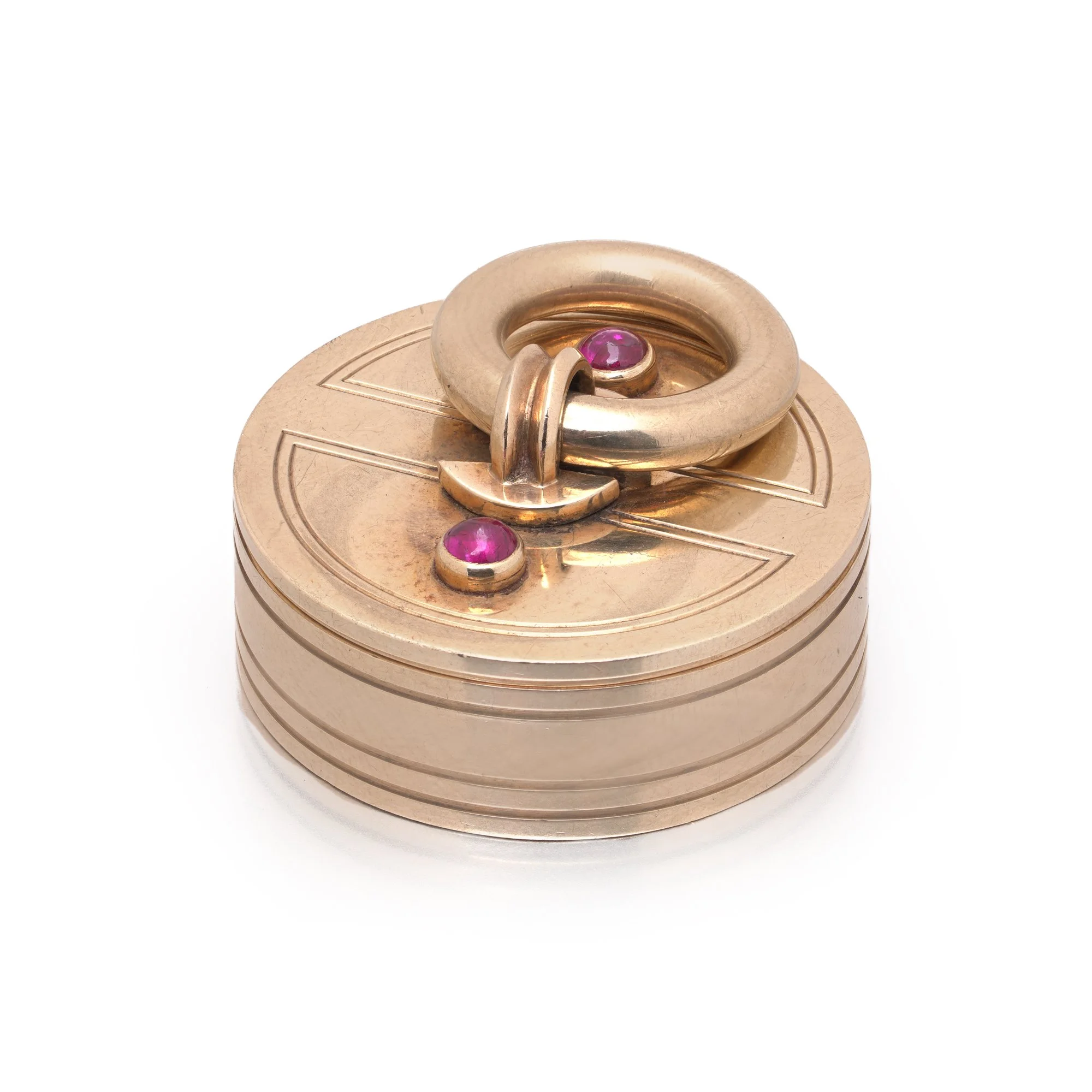 Cartier 9KT Gold Ruby Pill Box — Mozeris Fine Antiques