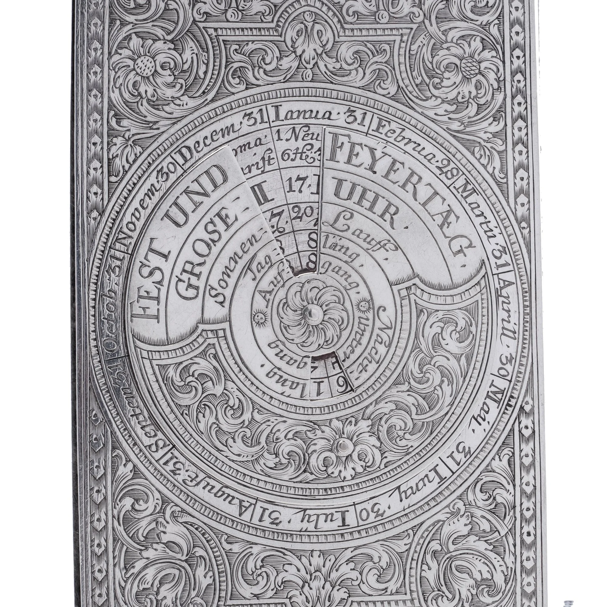 Antique German Silver Perpetual Calendar — Mozeris Fine Antiques