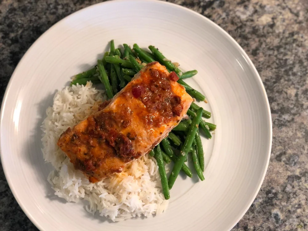 Baked Salmon and Green Beans with Rice — Cooking with Anadi