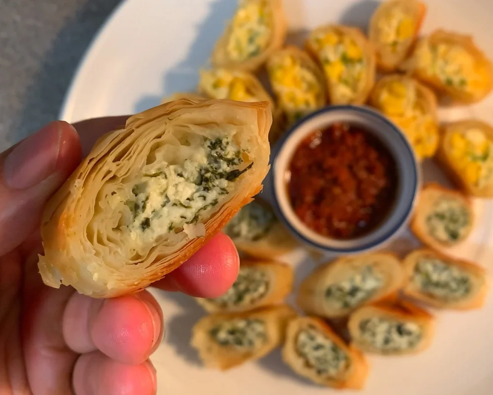 Holiday Spinach Cream Cheese Samosas — Cooking with Anadi