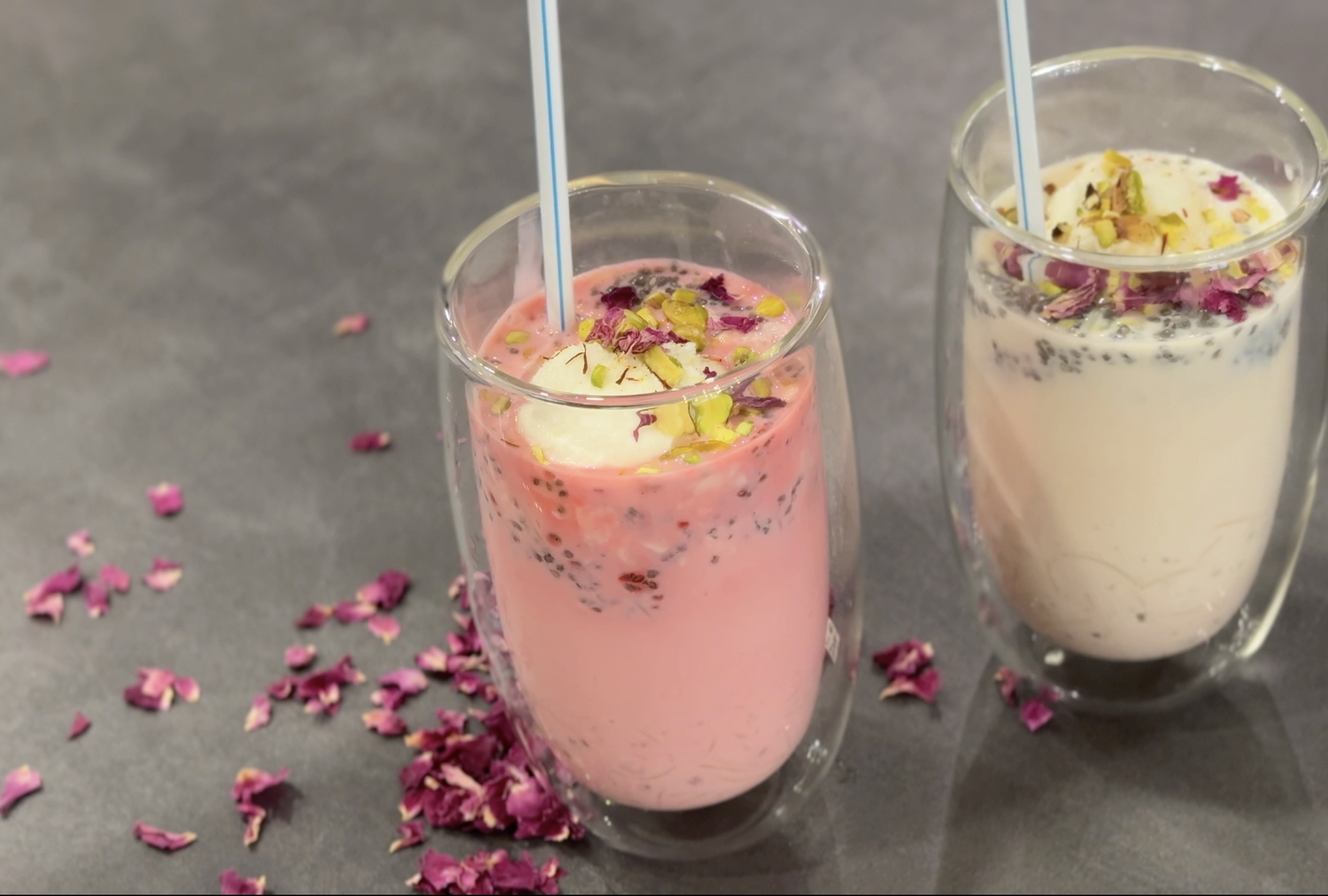 Indian Rose Falooda Recipe with Chia Seeds — Cooking with Anadi