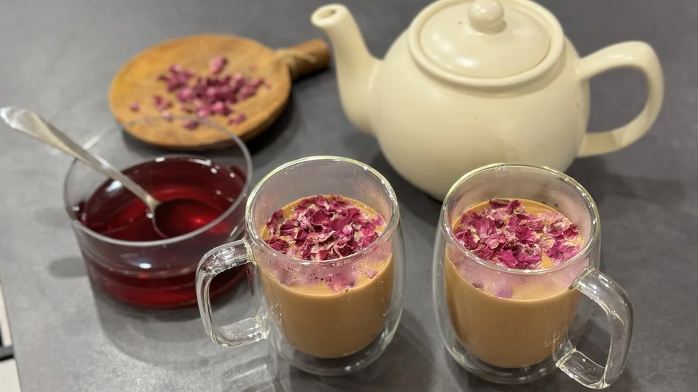 Rose Chai - Indian Milk Tea with Rose Recipe — Cooking with Anadi