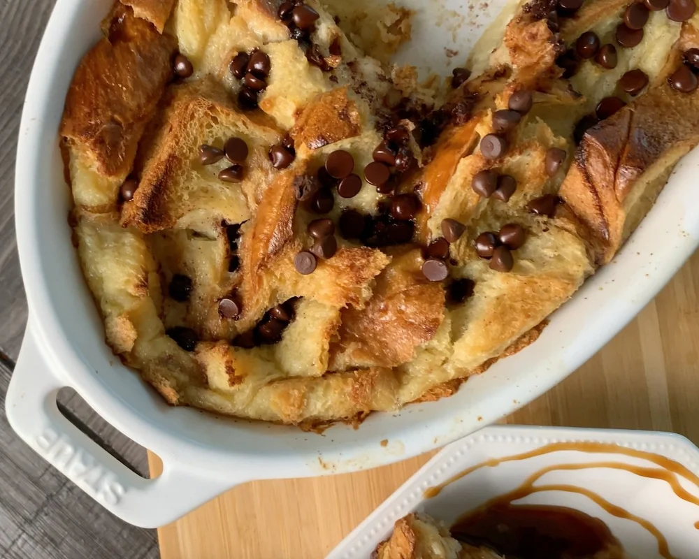 Chocolate Whiskey Caramel Bread Pudding — Cooking with Anadi