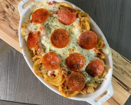Cheesy Pizza Fries with Curly Fries | Best Homemade Pizza Fries Recipe ...