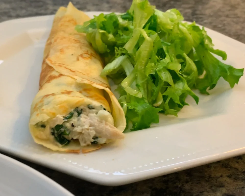 Delicious Savory Creamy Chicken Cheese Crepes | How to Make Cheesy ...
