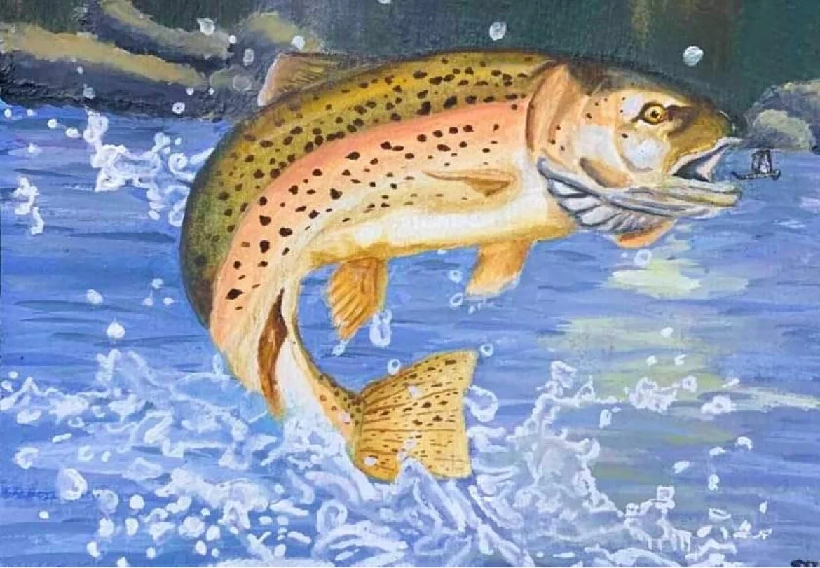 Trout Jumping Painting