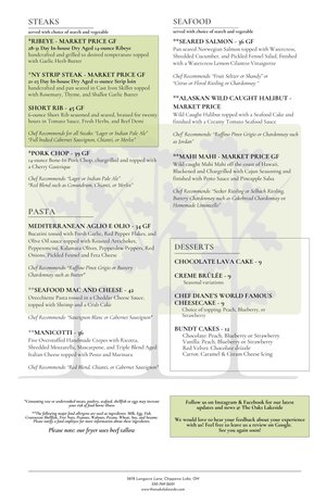 Dinner Menu — The Oaks
