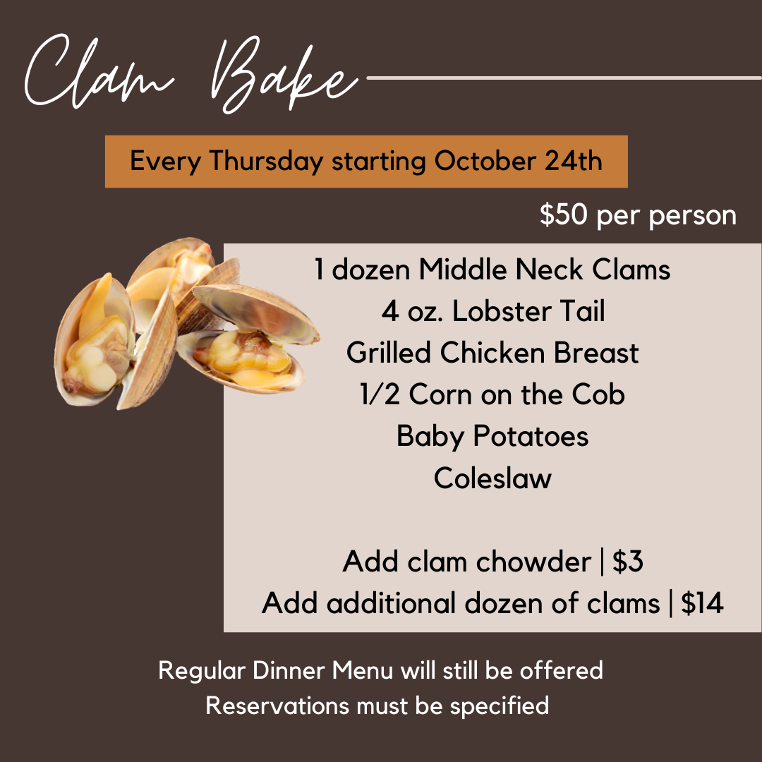 Clam Bake — The Oaks Lakeside Restaurant, Wedding and Event Venue