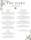 Dinner Menu — The Oaks
