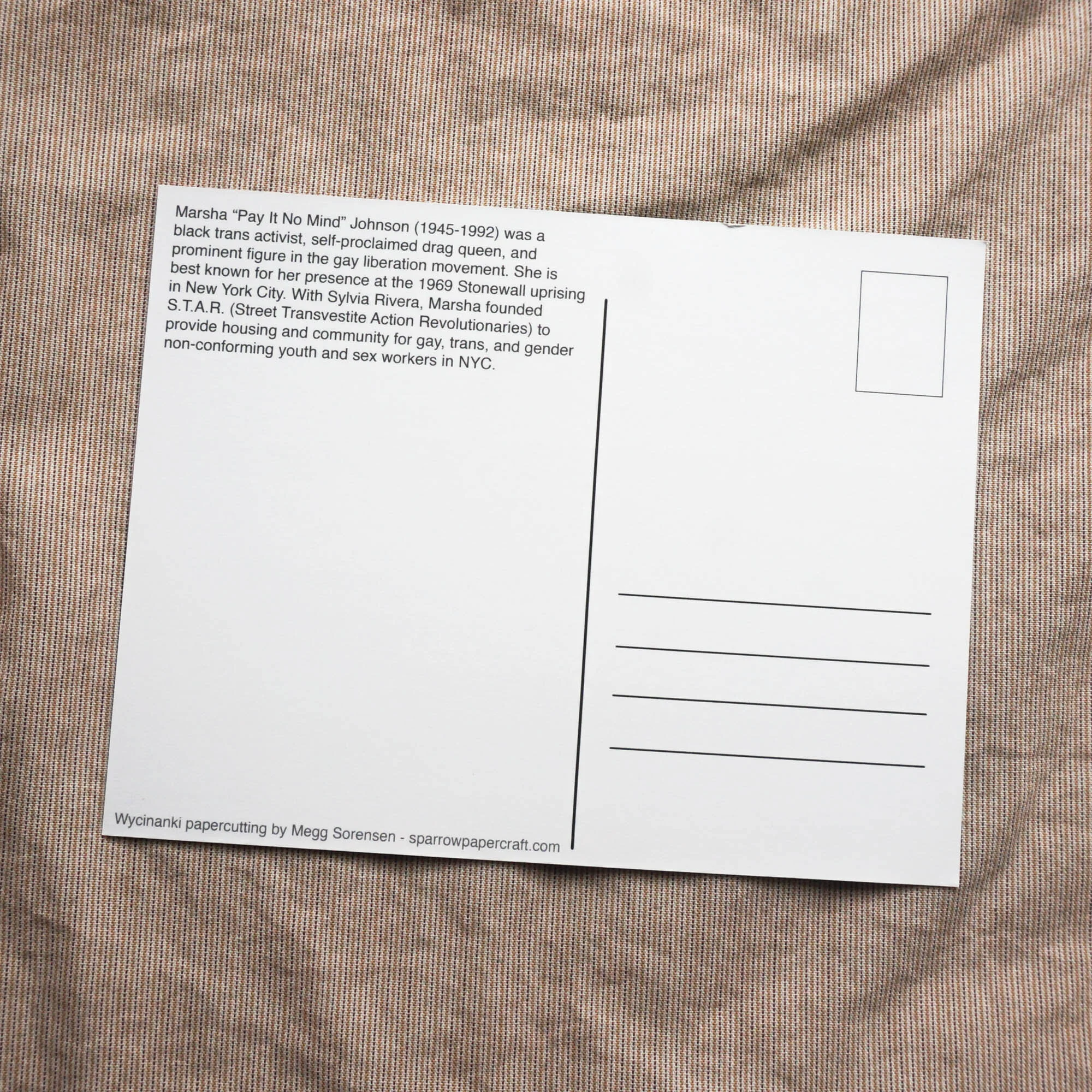 Marsha P. Johnson Postcard - Queer History Series — Sparrow Papercraft