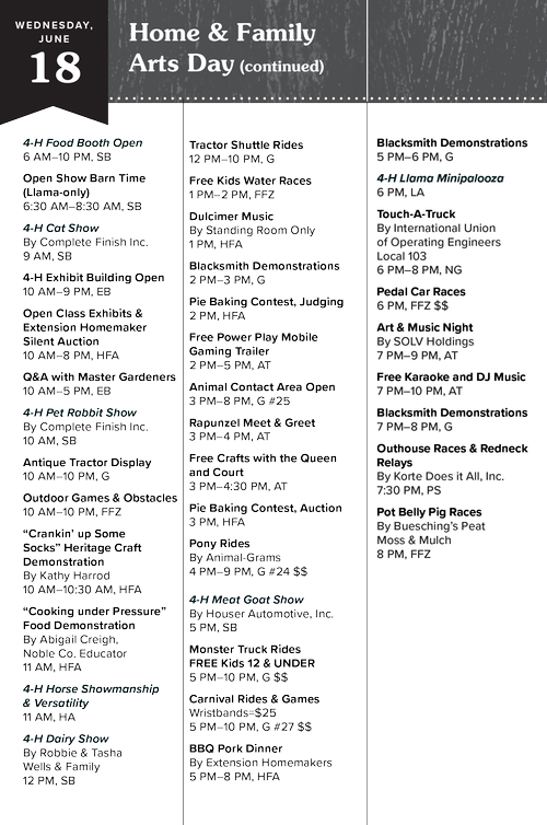 Full Schedule | Allen County Fair — Allen County Fairgrounds