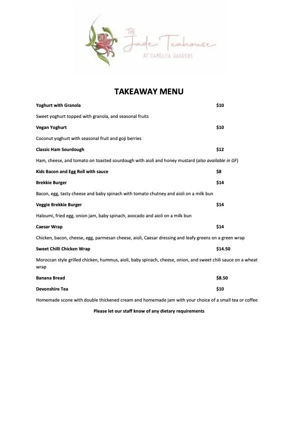 The Jade Teahouse Menu — The Jade Teahouse