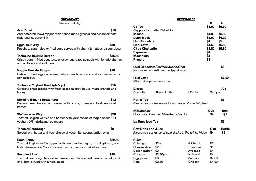The Jade Teahouse Menu — The Jade Teahouse