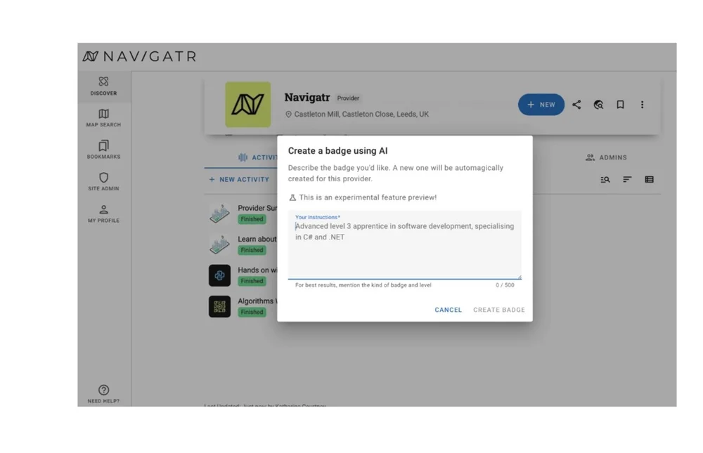 UK hosted digital badge pathways for local authorities and LEPs — Navigatr