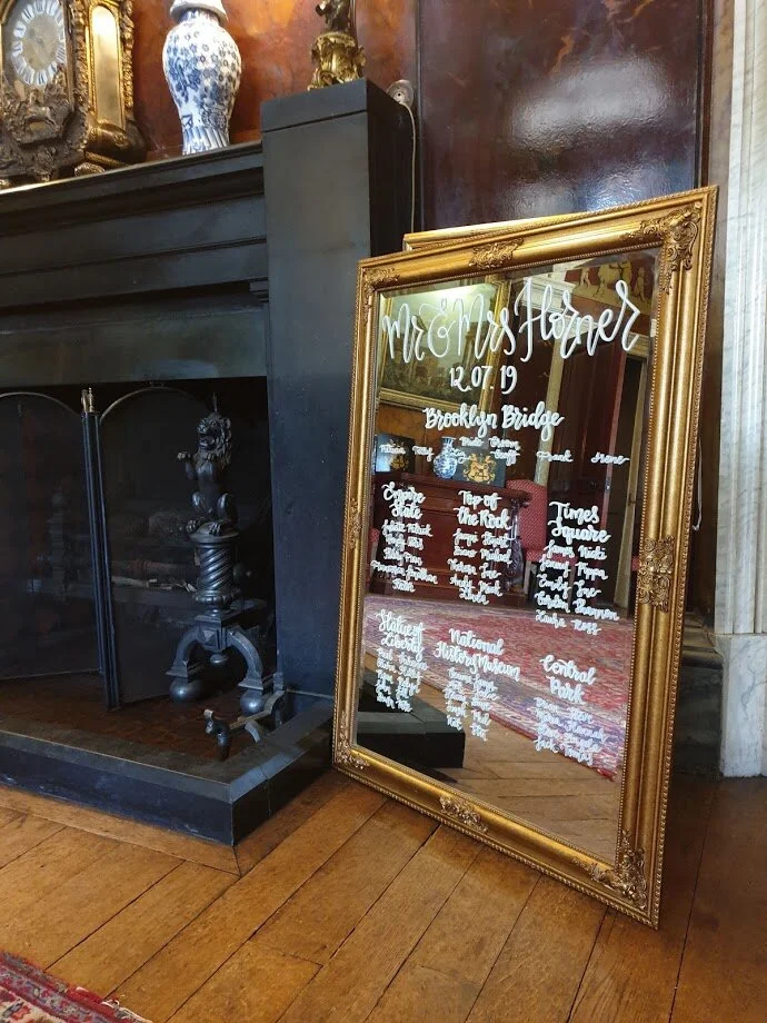 Wedding table plans, mirror table plans, calligraphy — Inviting Writing