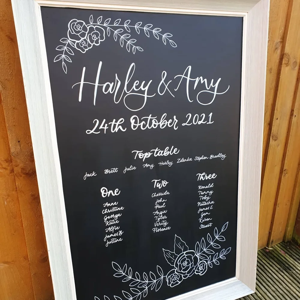 Wedding table plans, mirror table plans, calligraphy — Inviting Writing