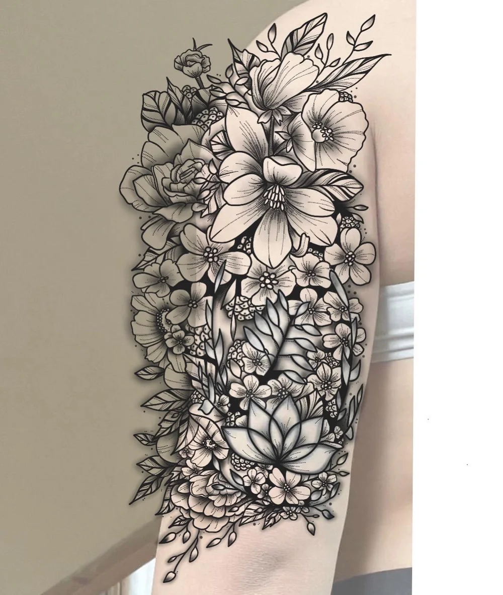 Floral Half Sleeve Tattoo Design — Maddie Cuan Art