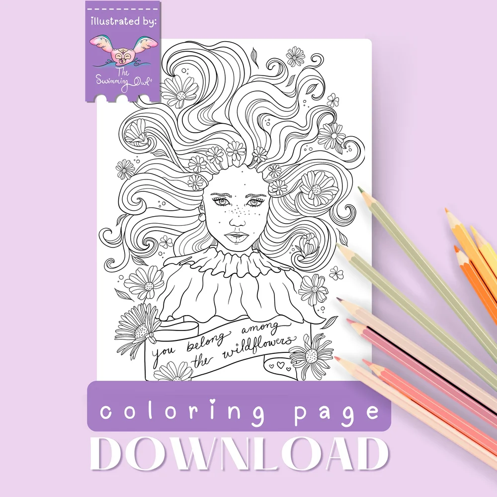 🌙 Magical Mushroom Coloring Page — The Swimming Owl