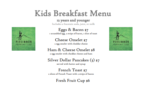 Dining/Social Events — Persimmon Country Club