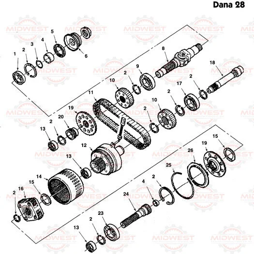 Dana 28 Transfer Case Parts Illustration