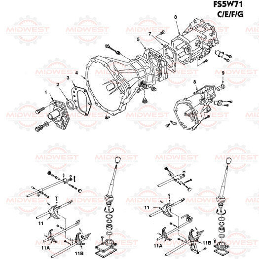 Nissan FS5W71 5-Speed Transmission Parts Illustration
