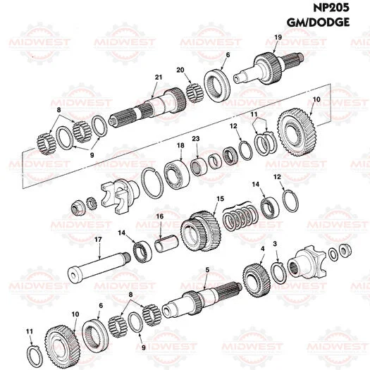 NP205 Transfer Case Parts Illustration