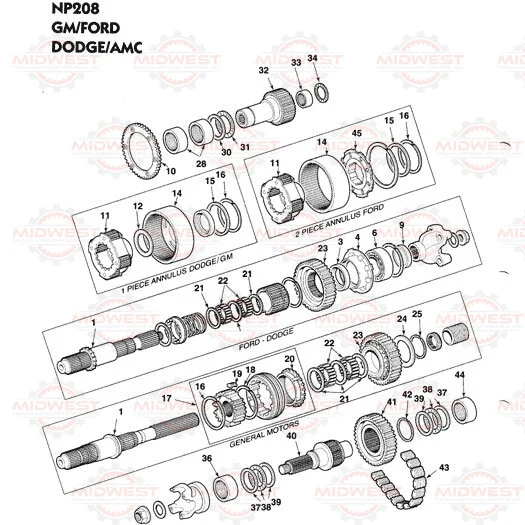 NP208 Transfer Case Parts Illustration