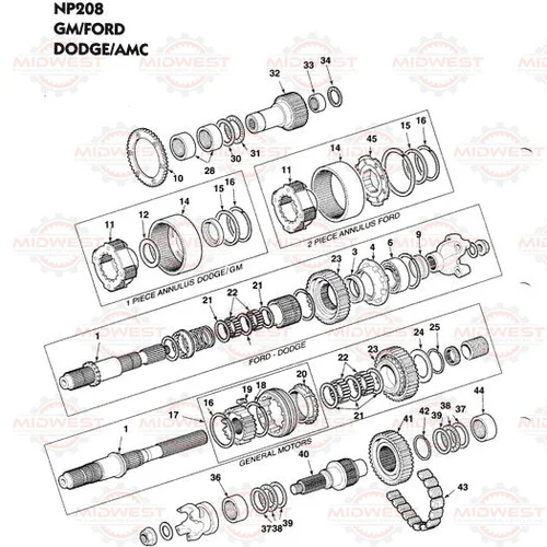 NP208 Transfer Case Parts Illustration