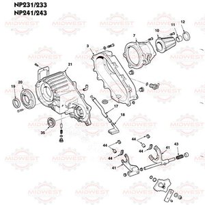 NP231, NP233, NP241 & NP243 Transfer Case Parts Illustration
