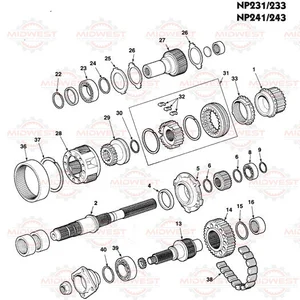 NP231, NP233, NP241 & NP243 Transfer Case Parts Illustration