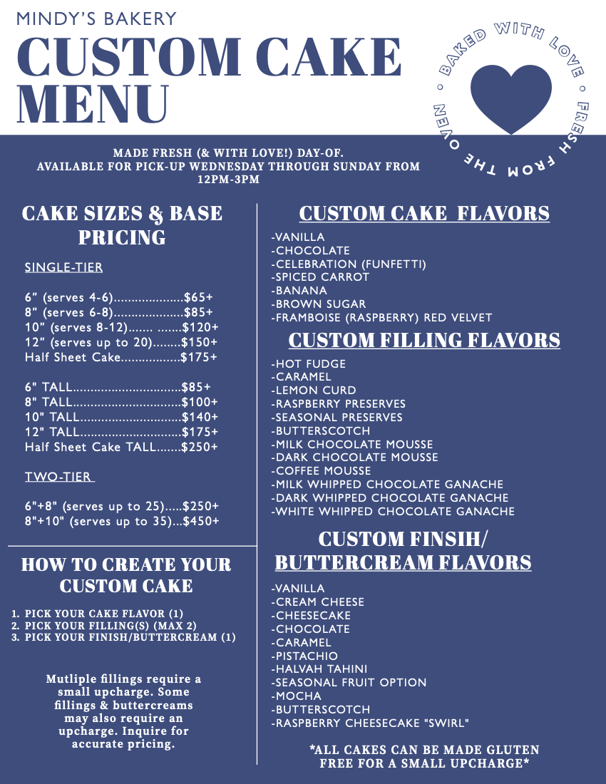 Catering Menus — Mindy's Bakery