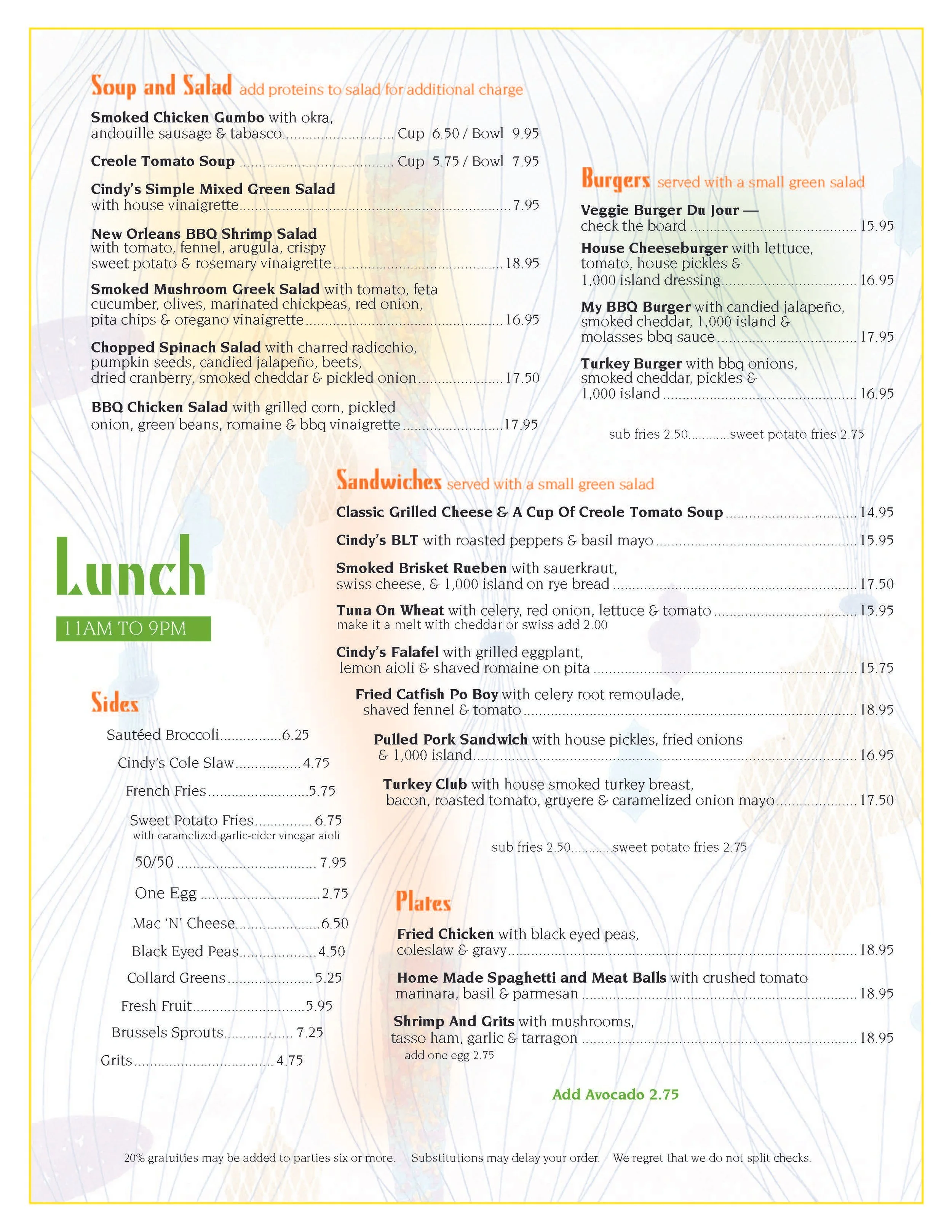 Lunch — Cindy's