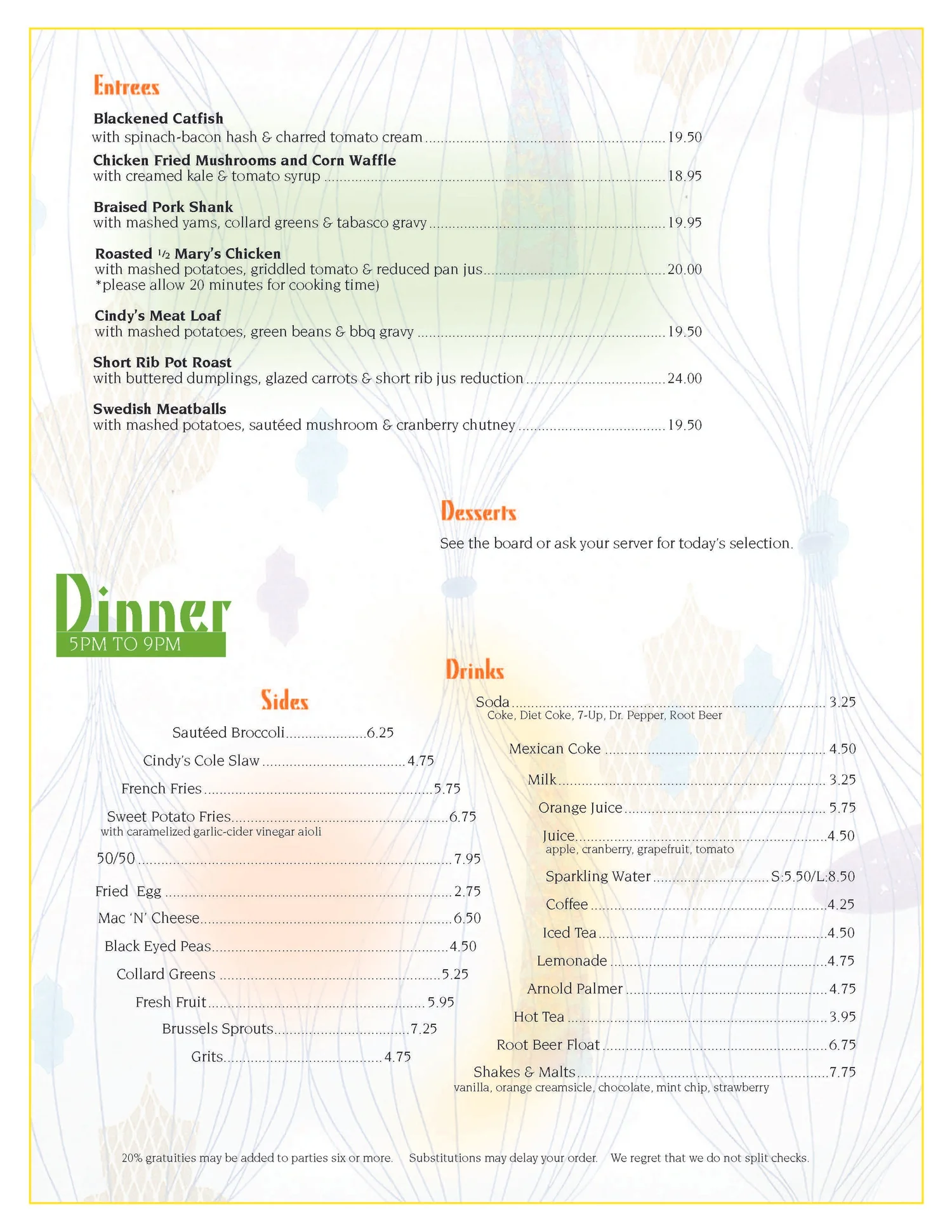 Dinner — Cindy's