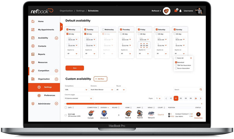 refbook | Referee and Umpire management software