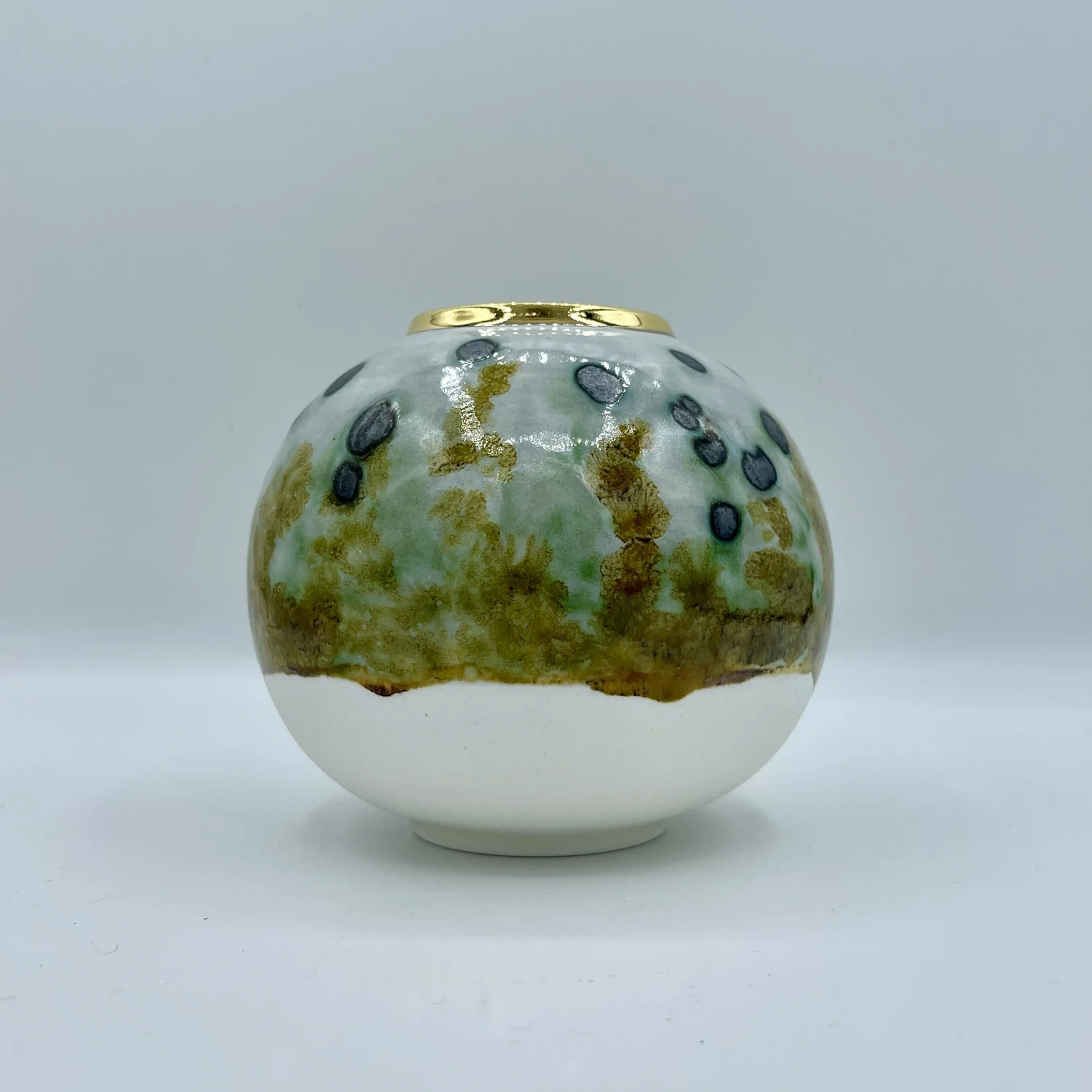 Cobalt and copper oxide Wash Sea Globe (Gold) — Blackbird Ceramics