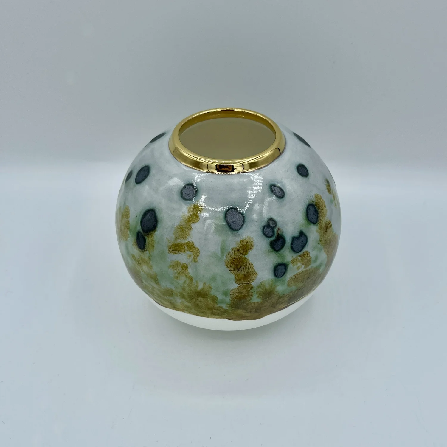 Cobalt and copper oxide Wash Sea Globe (Gold) — Blackbird Ceramics