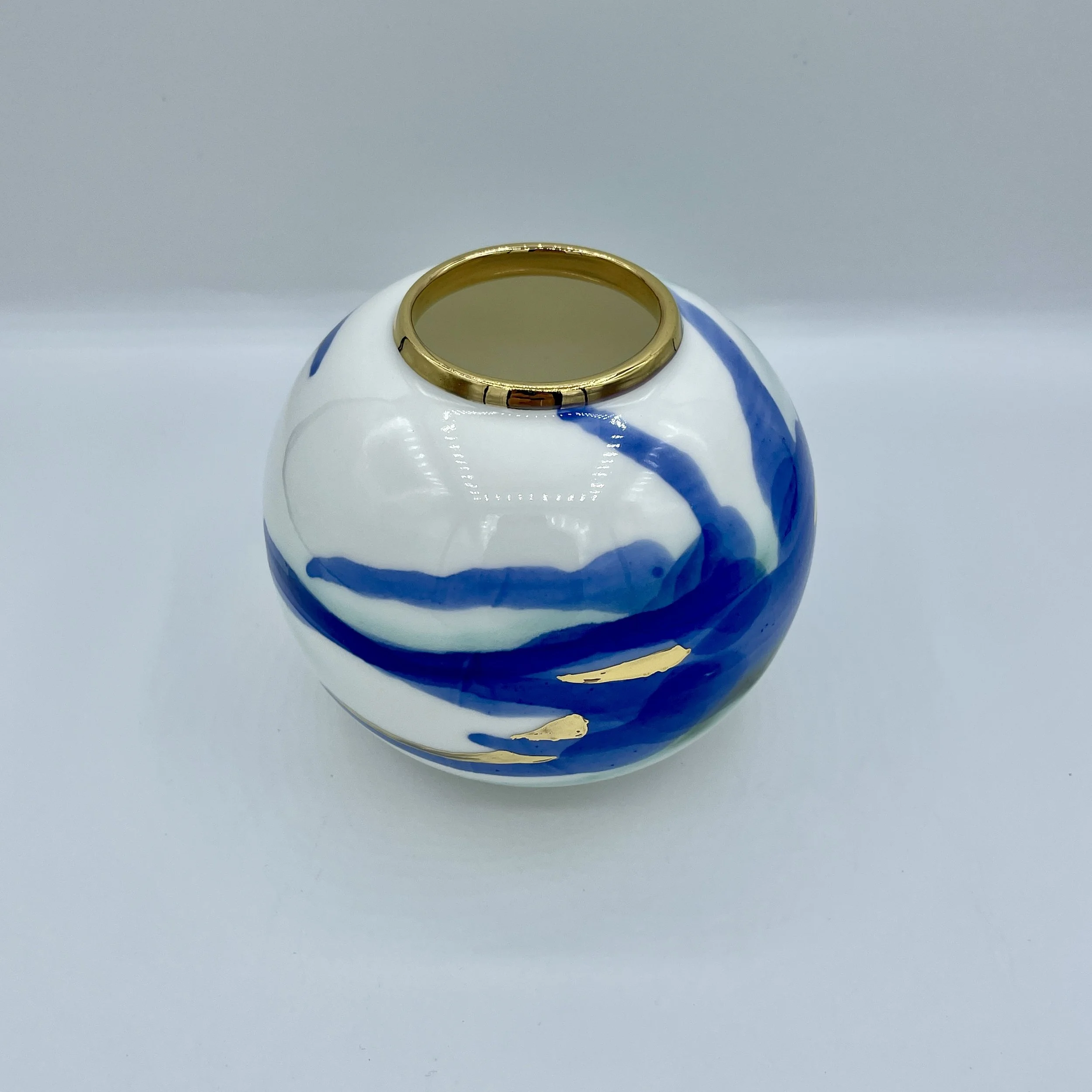 Cobalt and copper oxide Wash Sea Globe (Gold) — Blackbird Ceramics