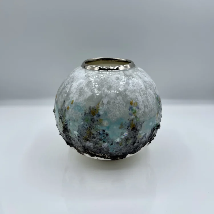 Cobalt and copper oxide Wash Sea Globe (Gold) — Richard Prentice