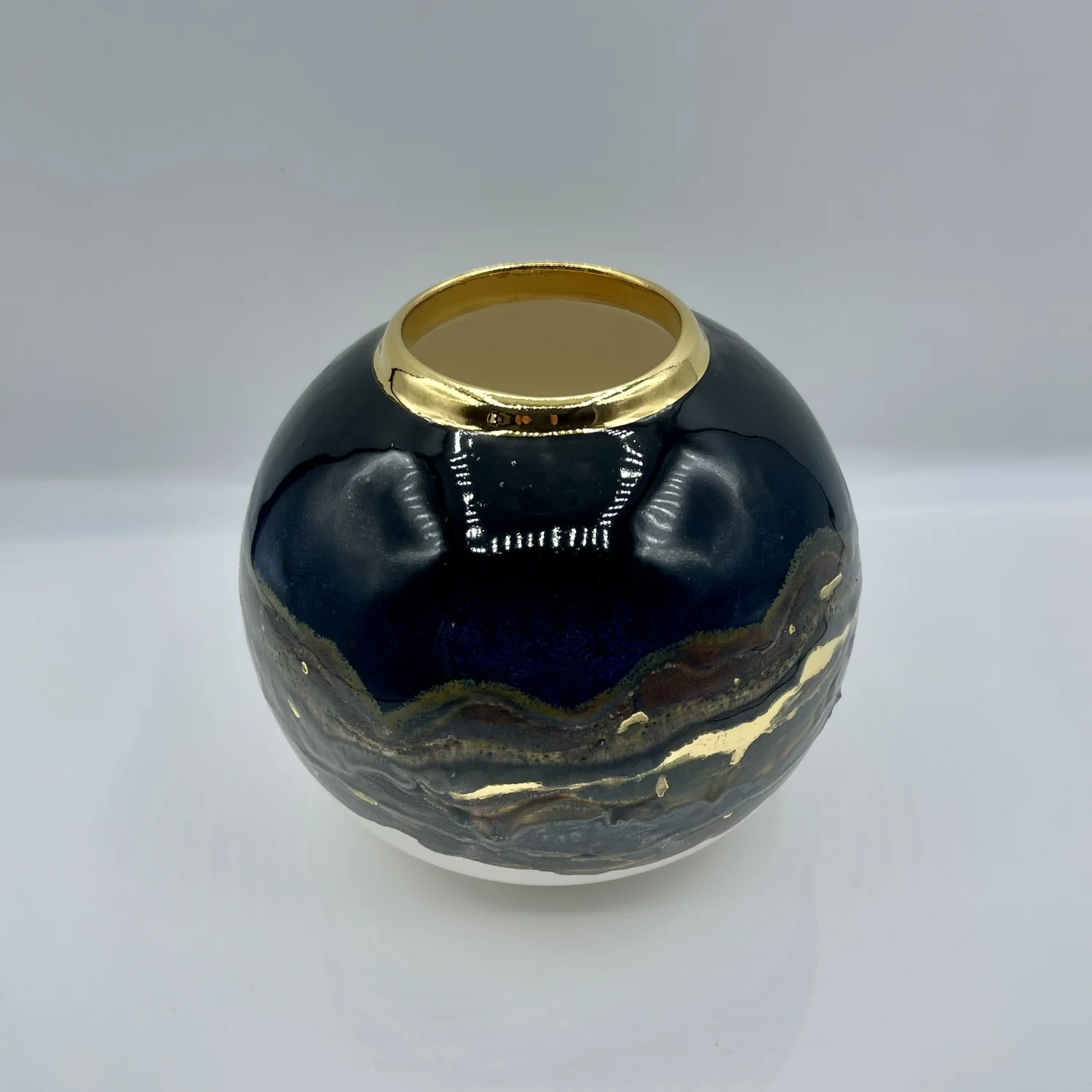 Deep Prussian Blue, grey, aventurine and platinum Sea Globe — Richard ...