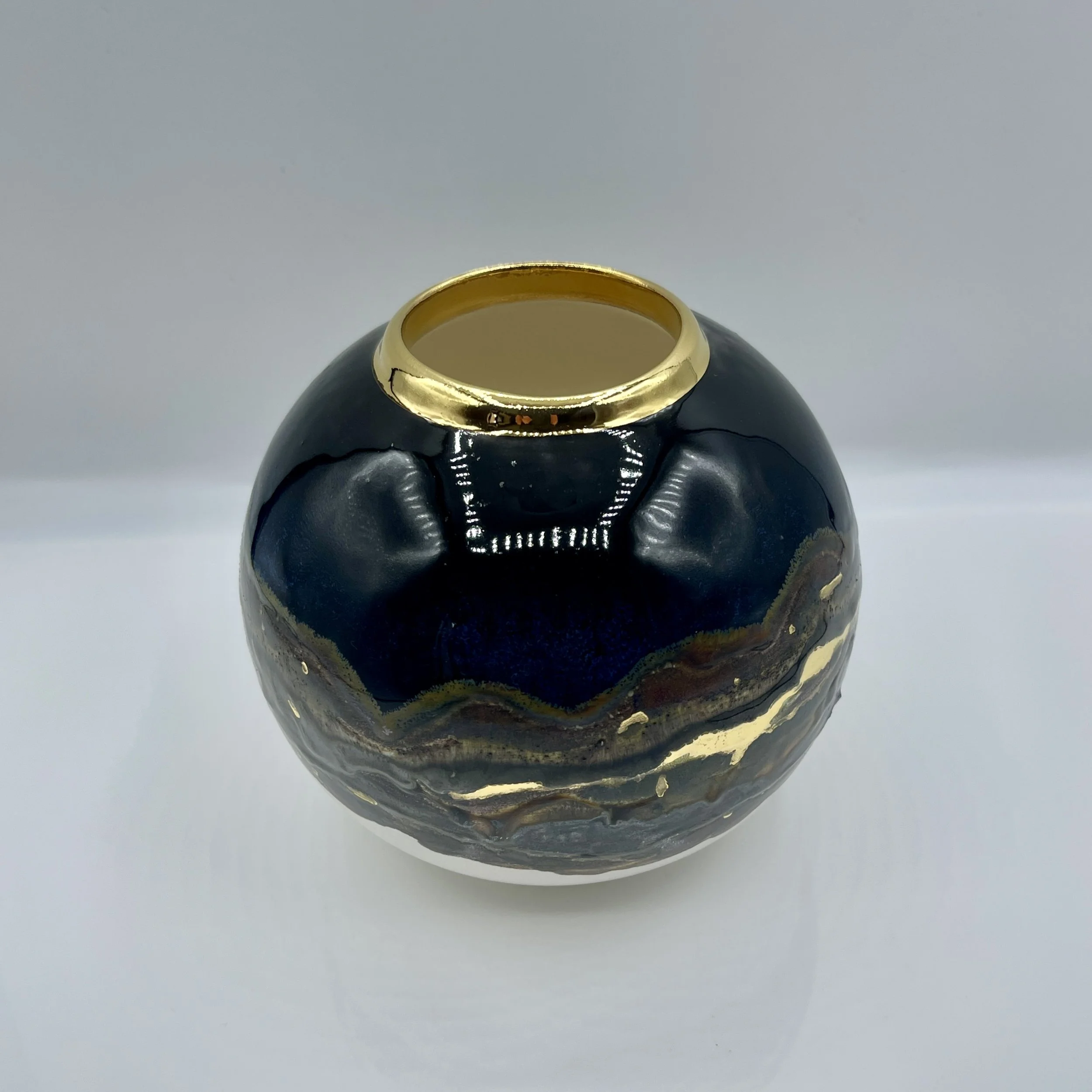 Deep Prussian Blue, grey, aventurine and platinum Sea Globe — Richard ...
