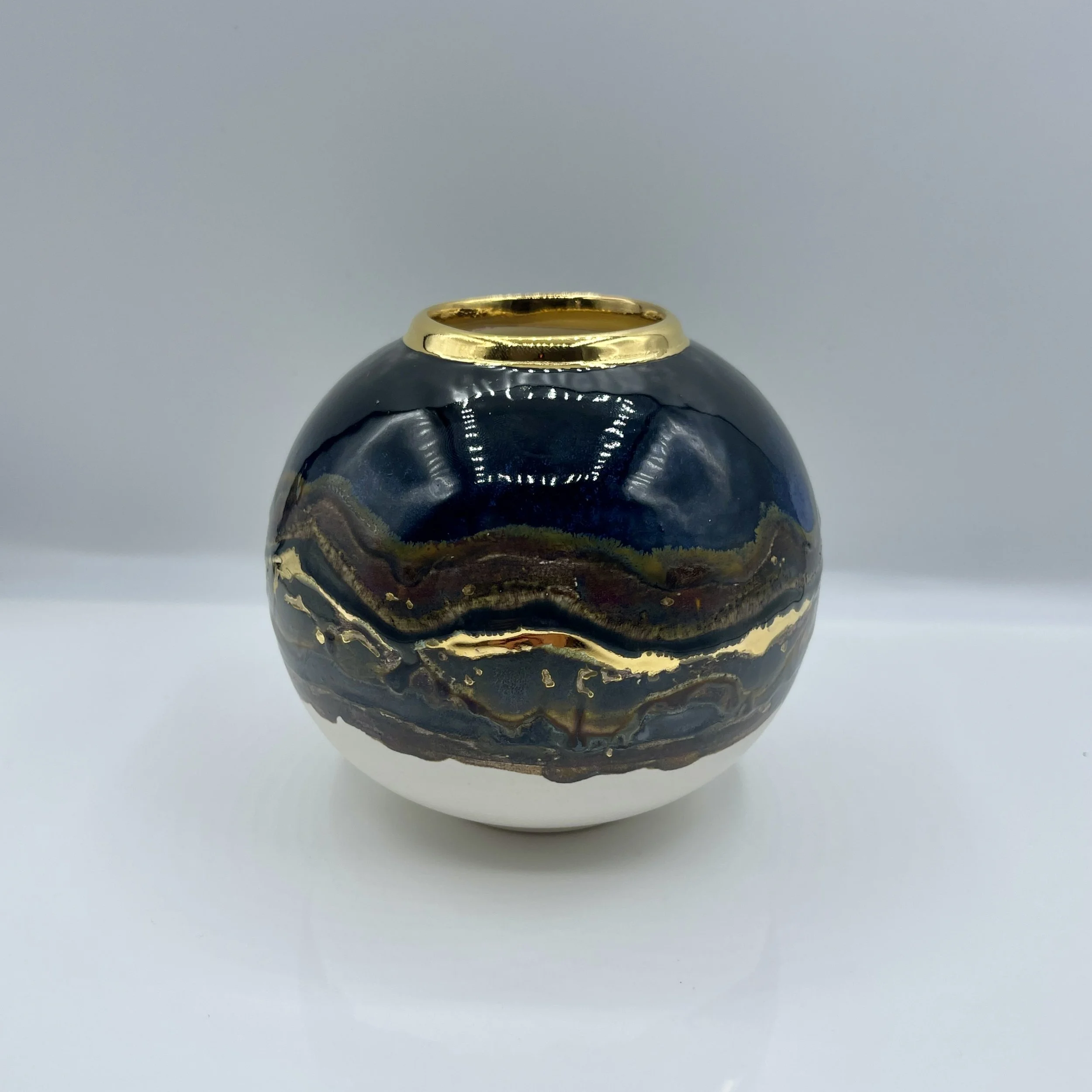 Deep Prussian Blue, grey, aventurine and platinum Sea Globe — Richard ...