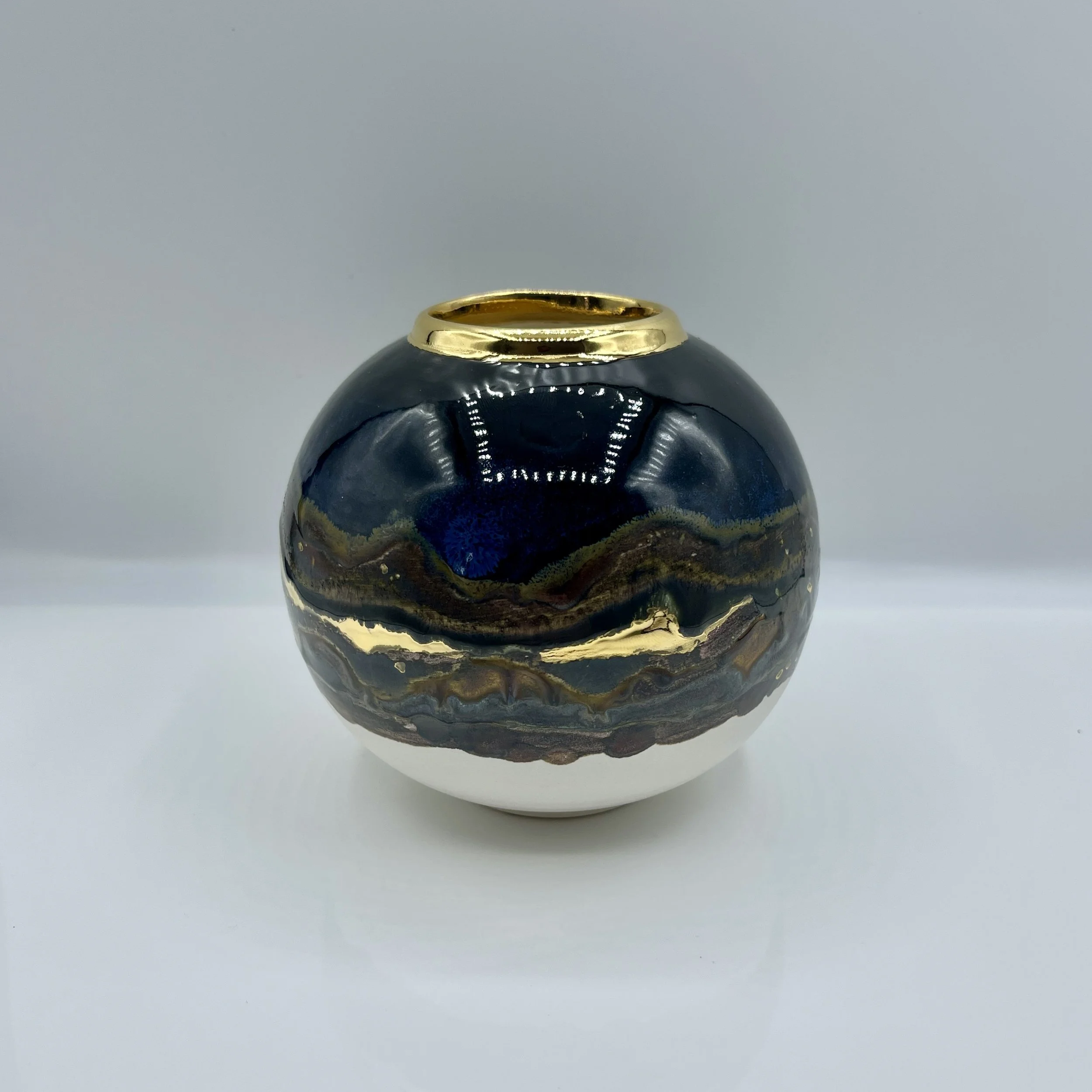 Deep Prussian Blue, grey, aventurine and platinum Sea Globe — Richard ...
