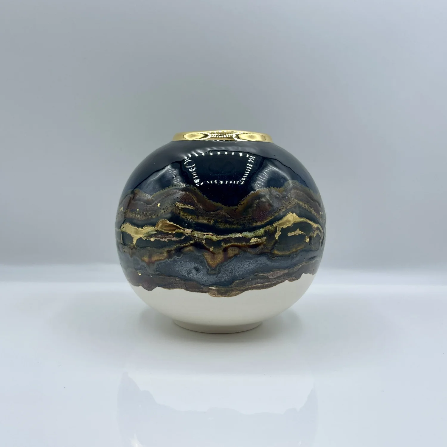 Deep Prussian Blue, grey, aventurine and platinum Sea Globe — Richard ...
