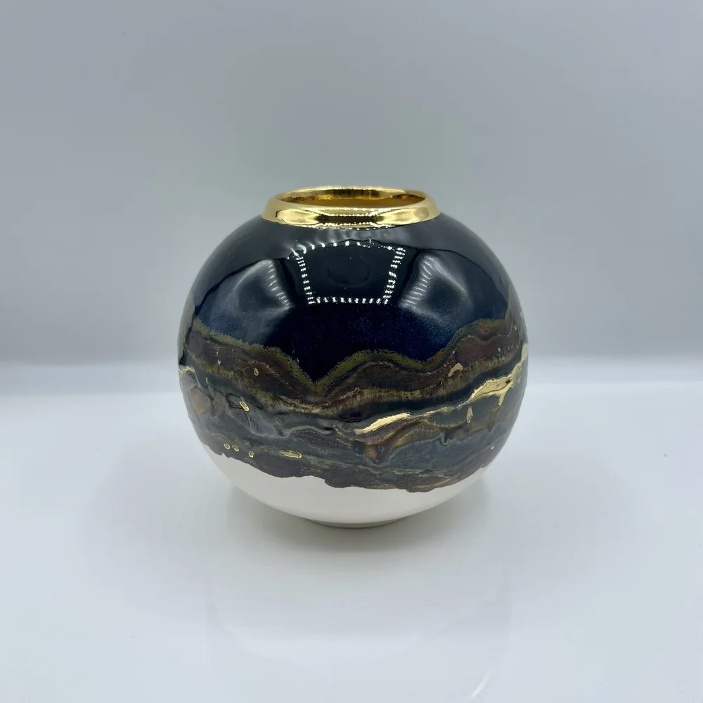 Deep Prussian Blue, grey, aventurine and platinum Sea Globe — Richard ...