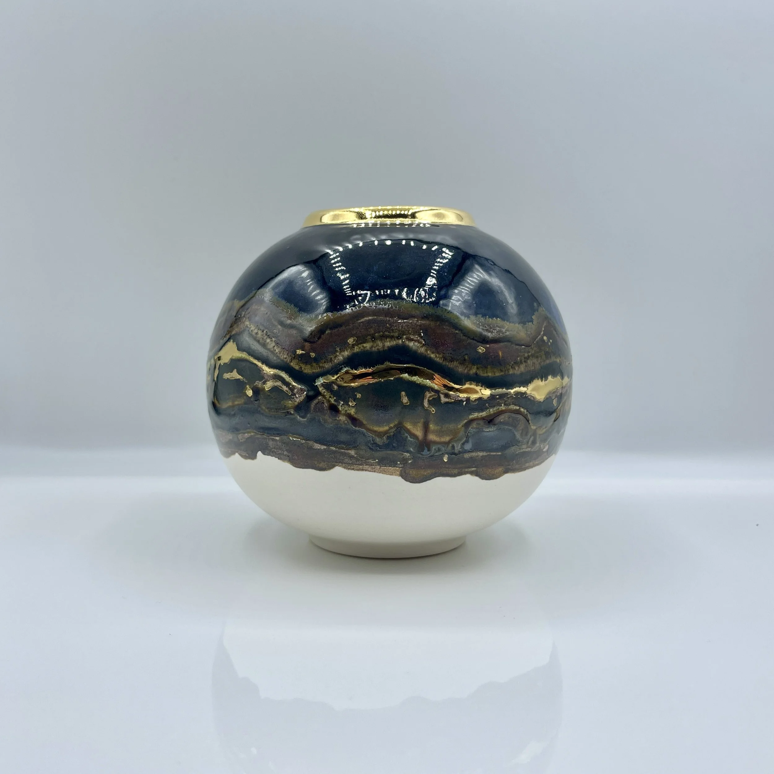 Deep Prussian Blue, grey, aventurine and platinum Sea Globe — Richard ...