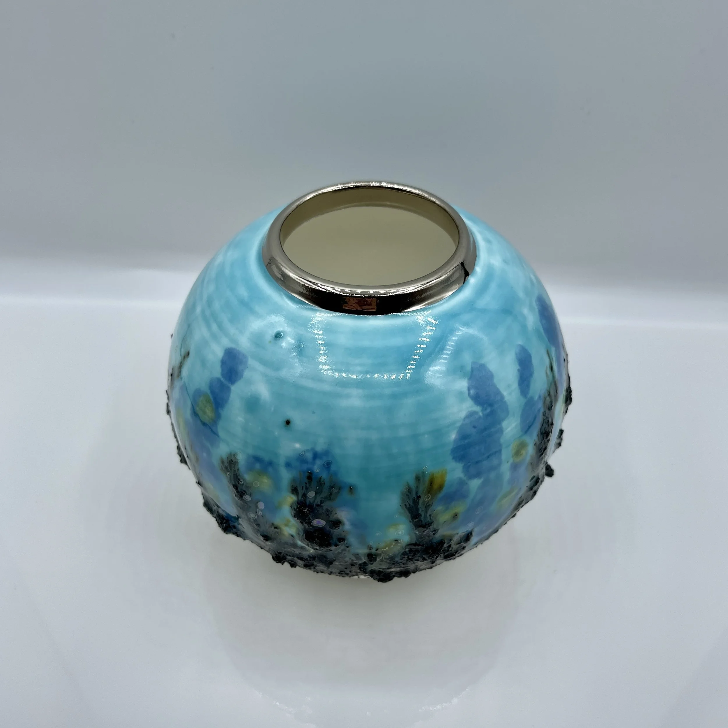 Cobalt and copper oxide Wash Sea Globe (Gold) — Blackbird Ceramics