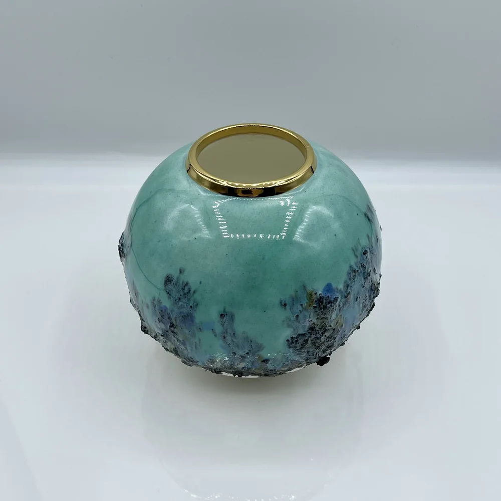 Deep Prussian Blue, grey, white, aventurine and platinum Sea Globe ...