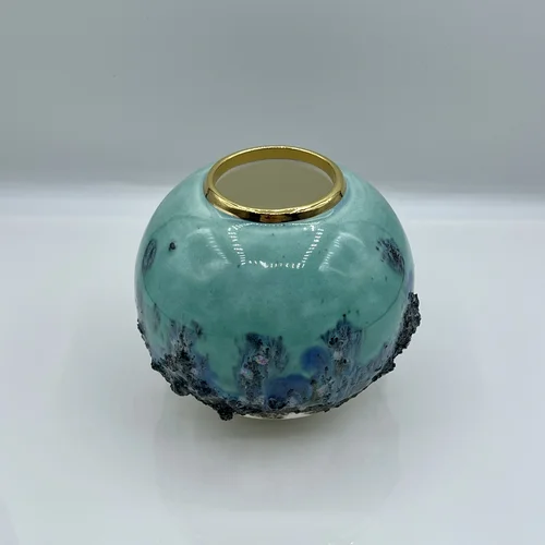 Mottled blue and black clay inlaid Sea Globe (Platinum) — Blackbird ...