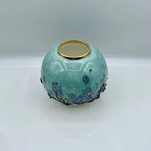 Mottled blue and black clay inlaid Sea Globe (Platinum) — Blackbird ...